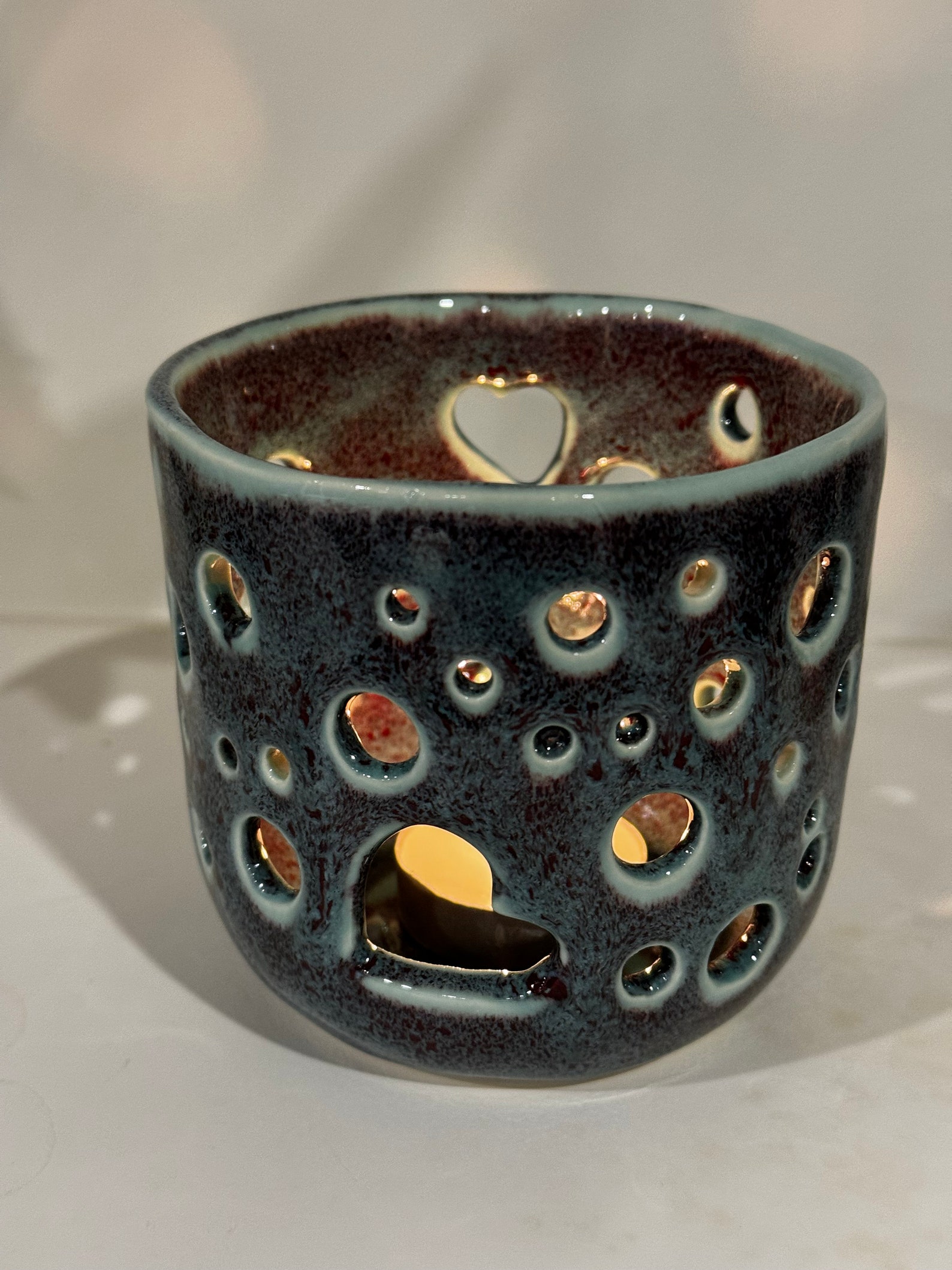 Ceramic Tea Light Holder - Boho Home Decor, Luminary, Candle Holder, T ...