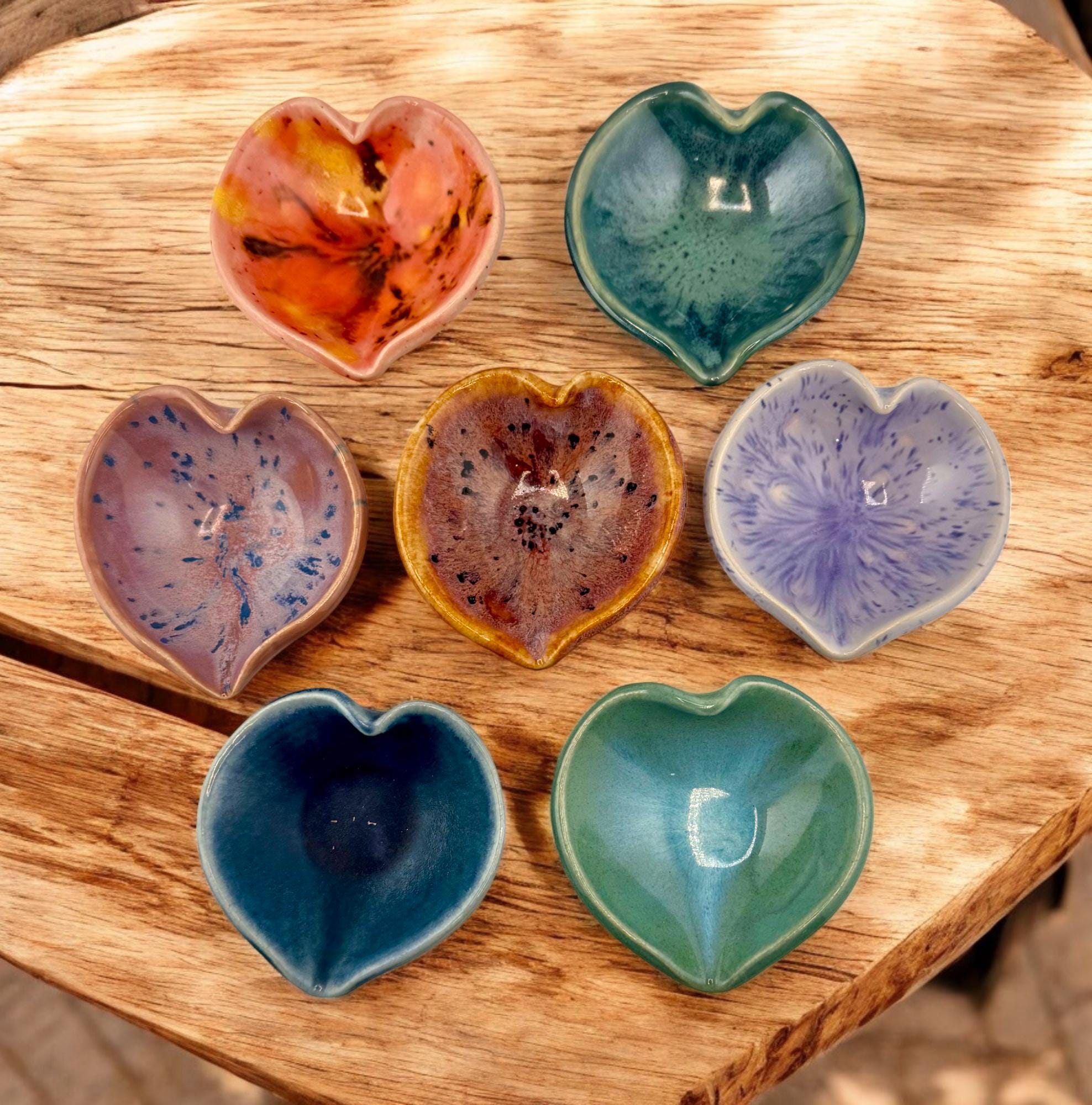 Handmade Ceramic Heart Dish: Pottery Condiment Bowl, Ring Dish - Etsy
