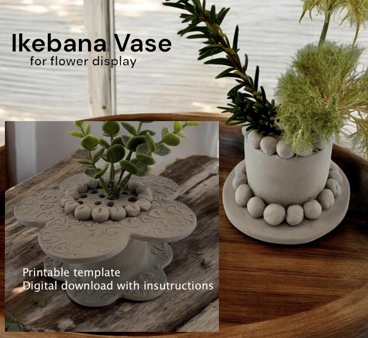Pottery Template Ikebana Vase: DIY Flower Display (PDF Download), Hand ...