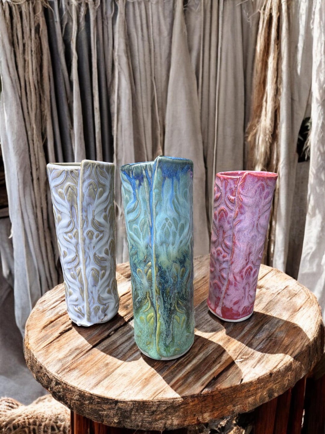 Ceramic Flower Stem Vase, Handmade Pottery, Colourful Vases, Unique ...