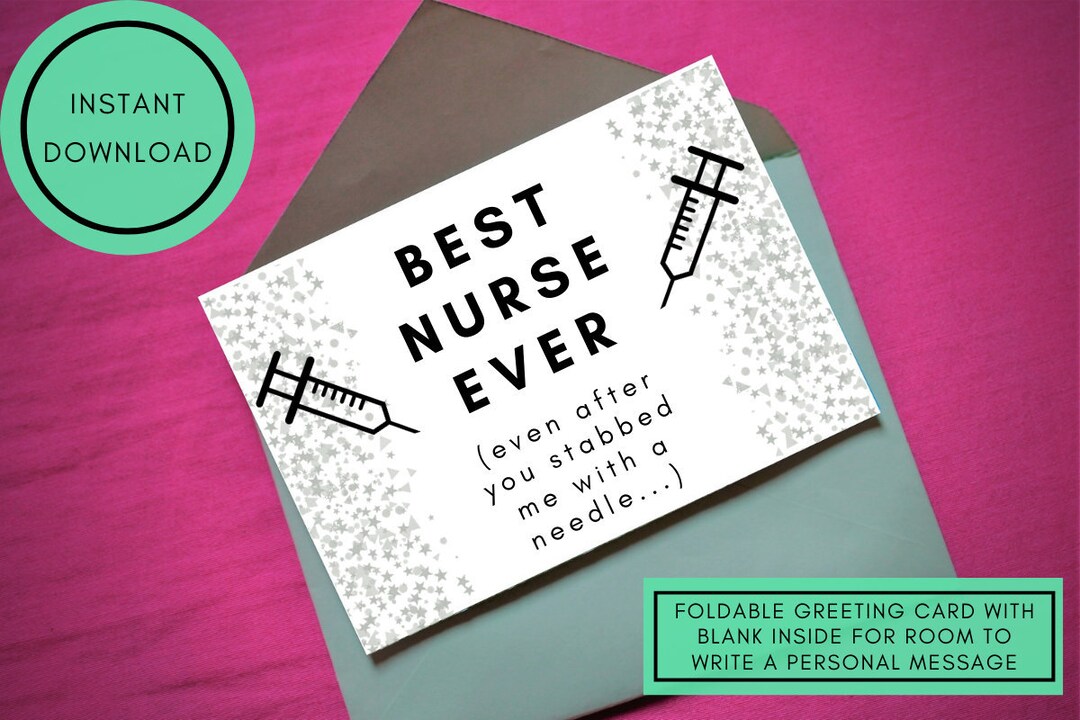 Best Nurse Ever Nurse Card - INSTANT DOWNLOAD PRINTABLE - Digital Paper ...