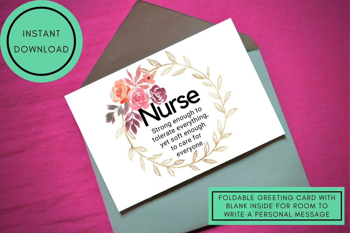 Strong yet Soft Nurse Card - INSTANT DOWNLOAD PRINTABLE - Digital Paper ...