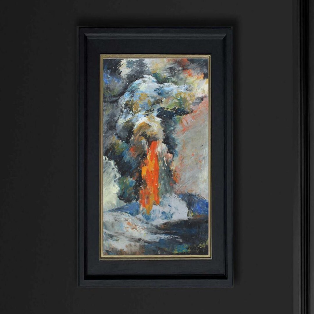 Original Landscape Oil Pastel Painting, Dark and Mysterious Art ...