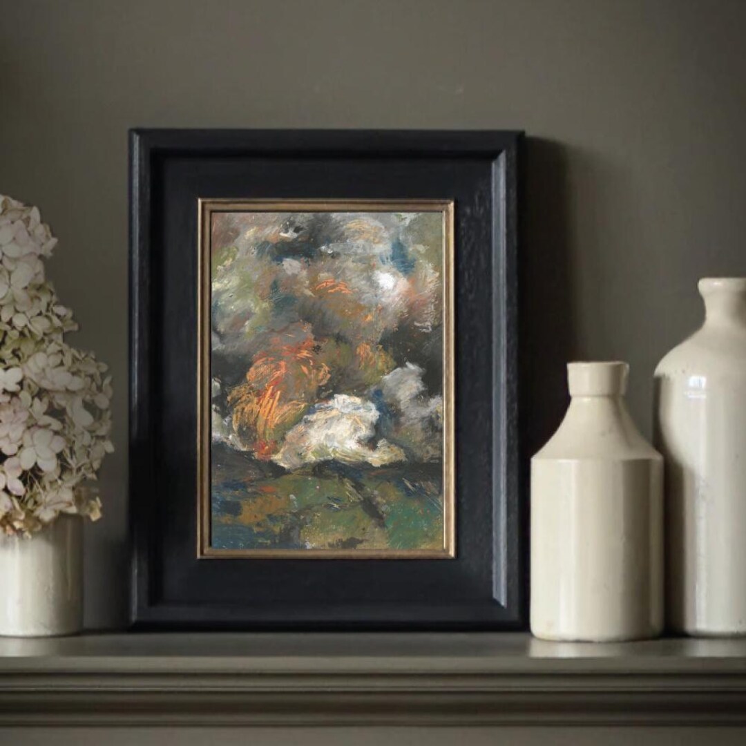 Original Landscape Oil Pastel Painting, Dark and Mysterious Art ...