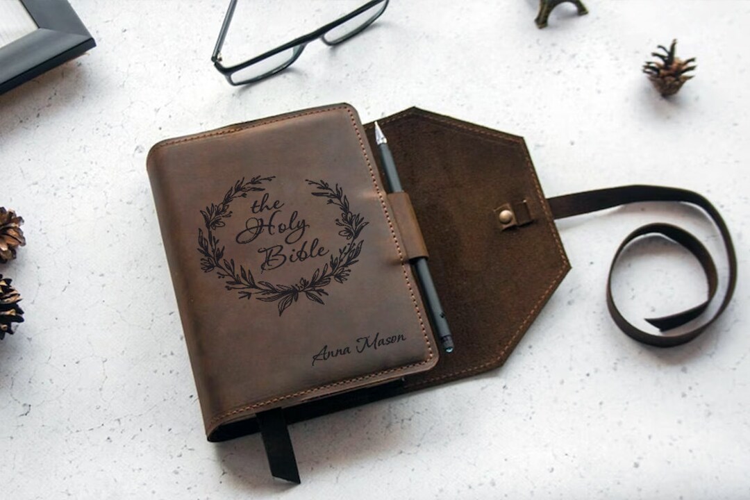 Engraved Bible Cover, Leather Bible Cover NKJW, Bible Cover NWT 2013 ...