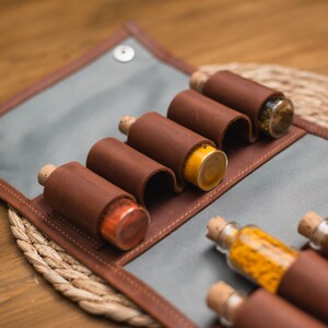Camping Spice Set Holder, Camping Gifts Ideas, Leather Spice Rack ...