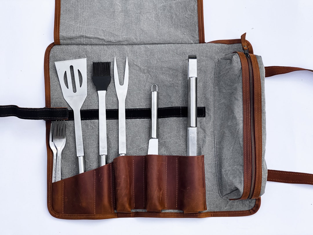 Grilling Utensil Holder,bbq Leather Bag,outdoor Cooking Bag,custom ...