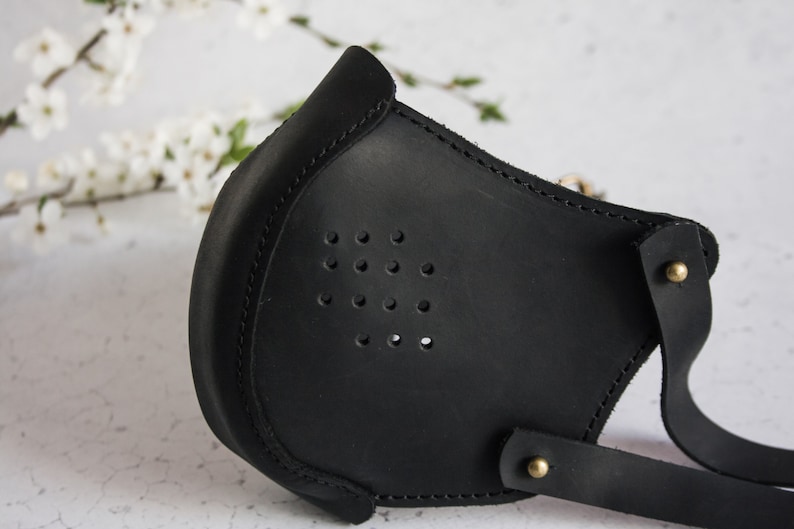 Leather Face Mask Adult,face Mask With Filter Pocket and Ties,mask With ...