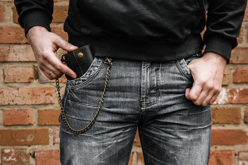 Wallets for Men Leatherwallet Chain Custombiker Walletblack - Etsy