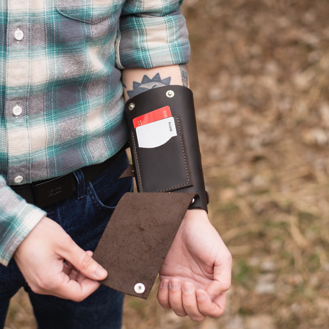 Leather Cuff Wallet, Leather Wrist Wallet, Leather Bracelet Card Holder ...