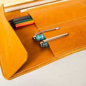 Yellow Leather Journal Cover A5,leather Notebook Cover A5,leather ...