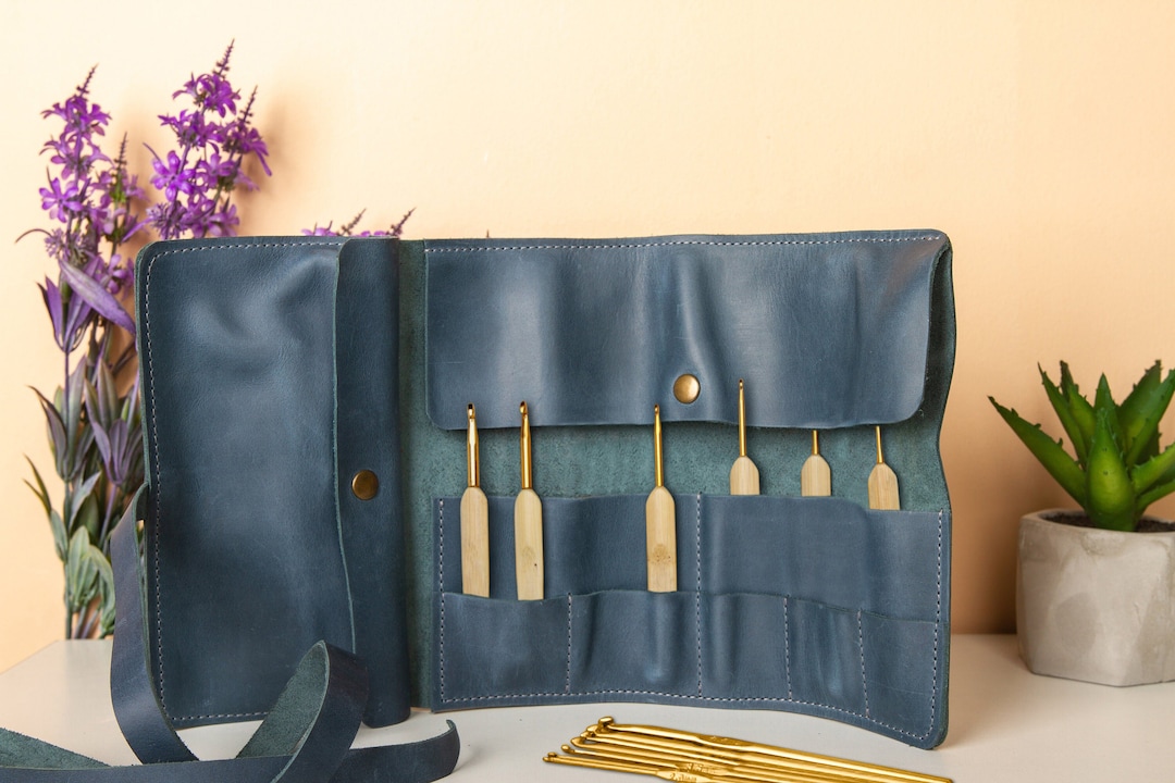 Crochet Hook Case Leather, Leather Knitting Needles Case, Crochet Hook ...