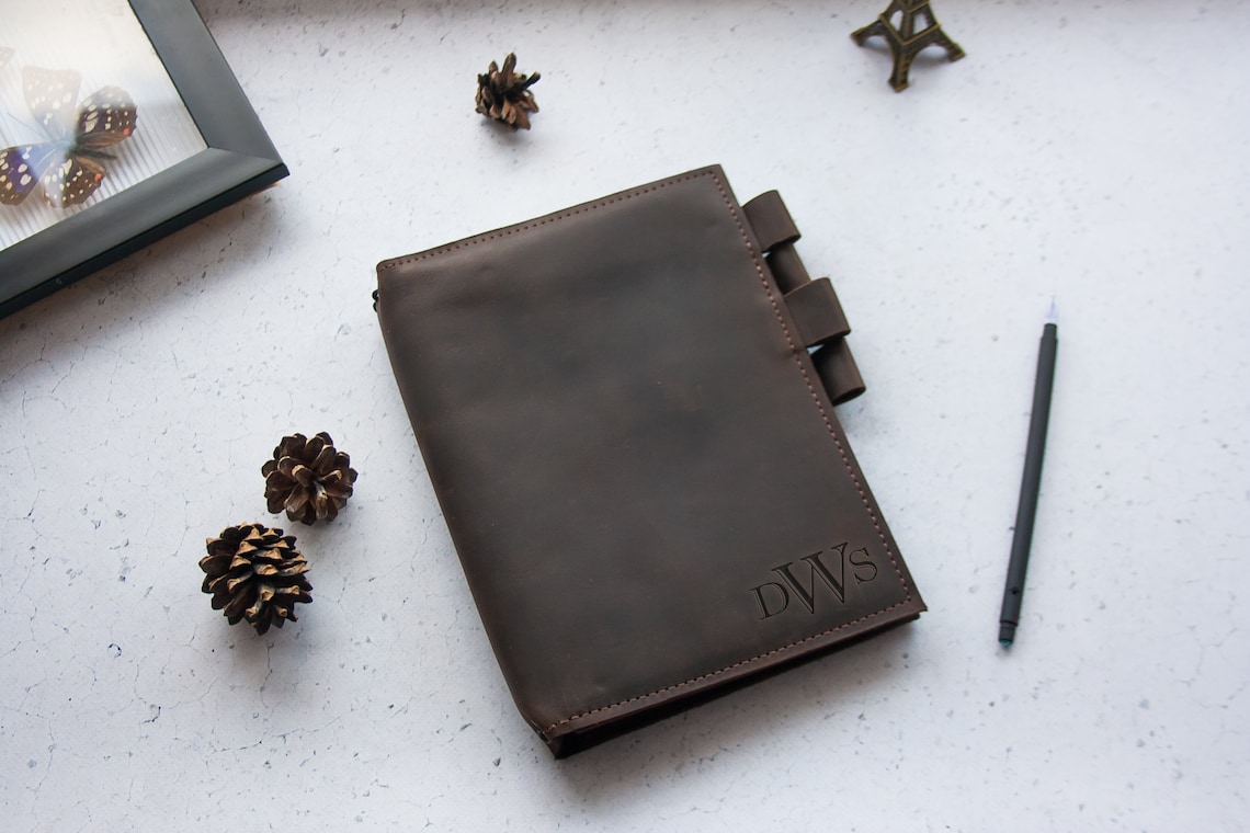 Leather Travelers Notebook With Pen Loop, Custom Notebook for Dad ...