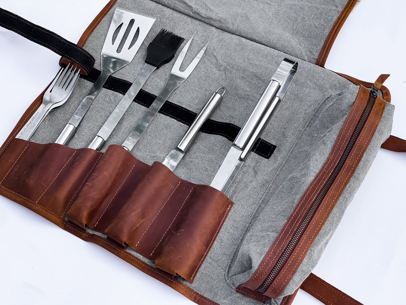 Grilling Utensil Holder,bbq Leather Bag,outdoor Cooking Bag,custom ...