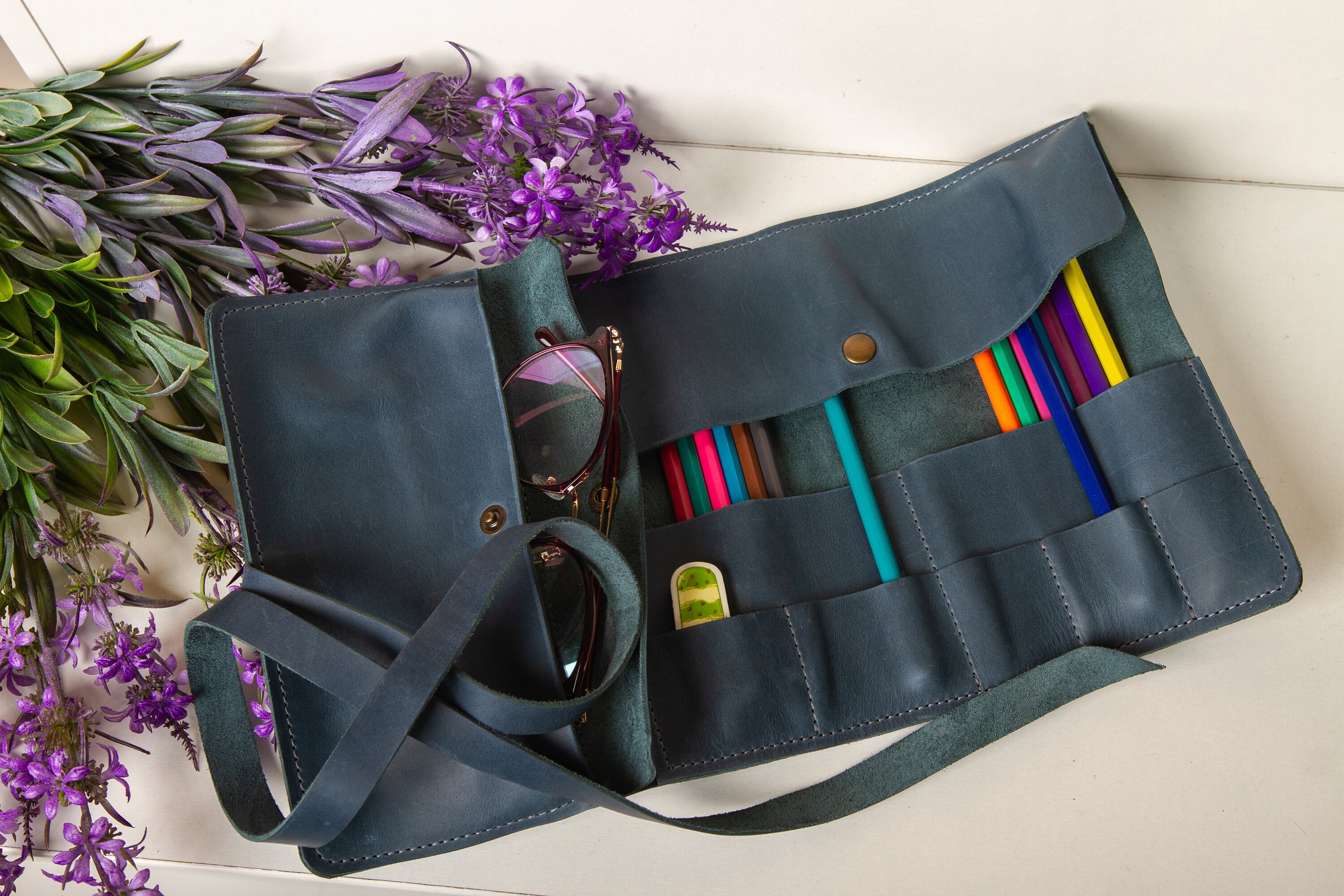 Leather Roll Artist,leather Tool Roll Case,paint Brush Holder ...