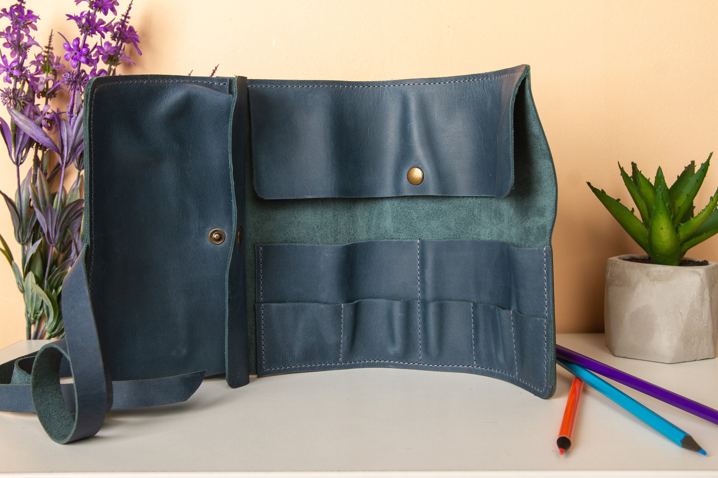 Leather Roll Artist,leather Tool Roll Case,paint Brush Holder ...