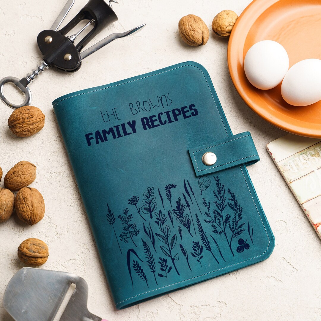 Leather Family Recipe Book, Family Recipe Cookbook, Engraved Cookbook ...