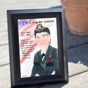 Women in STEM Art Print, Commander Grace Hopper Portrait, Woman Coder ...