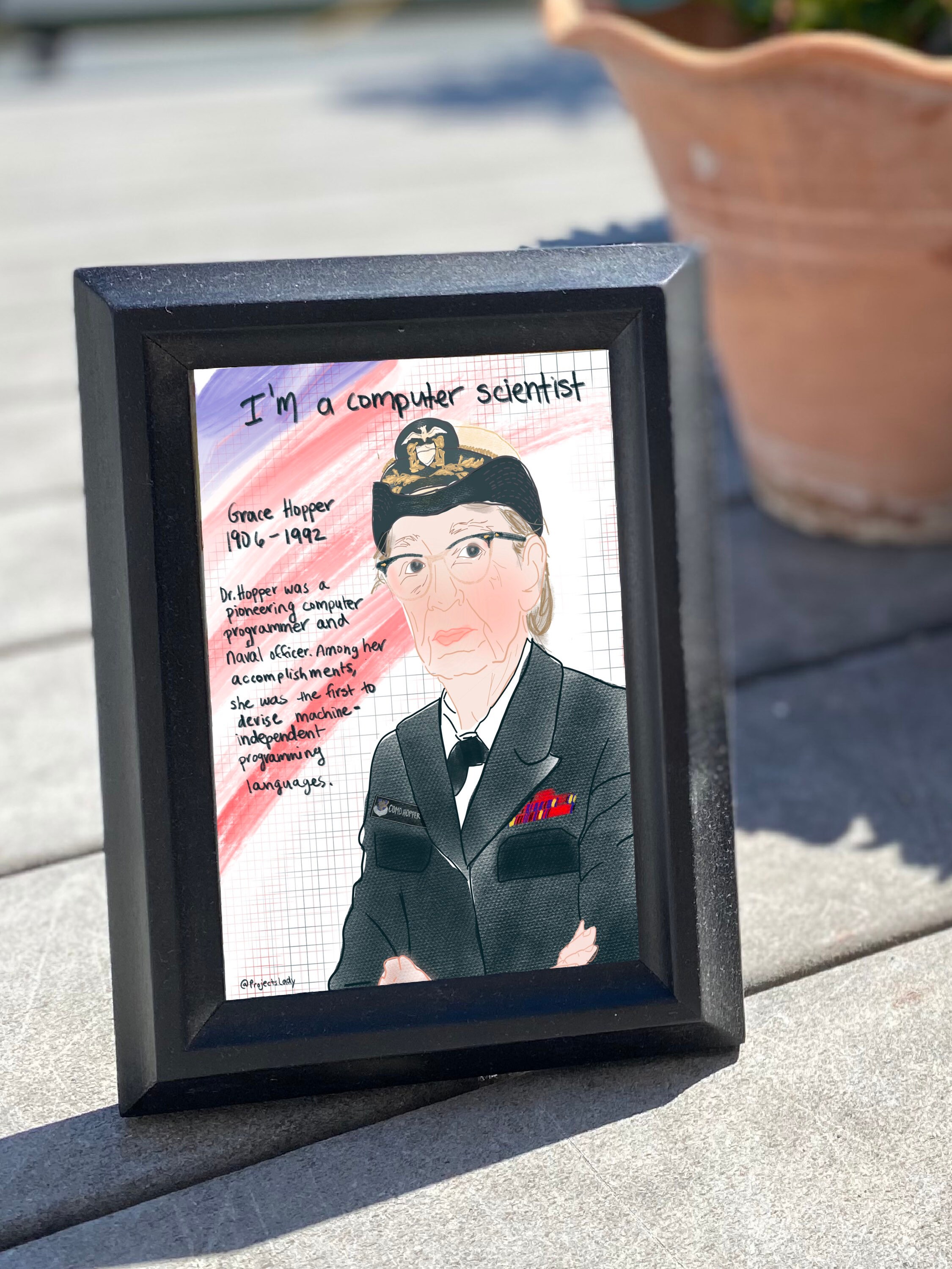 Women in STEM Art Print, Commander Grace Hopper Portrait, Woman Coder ...