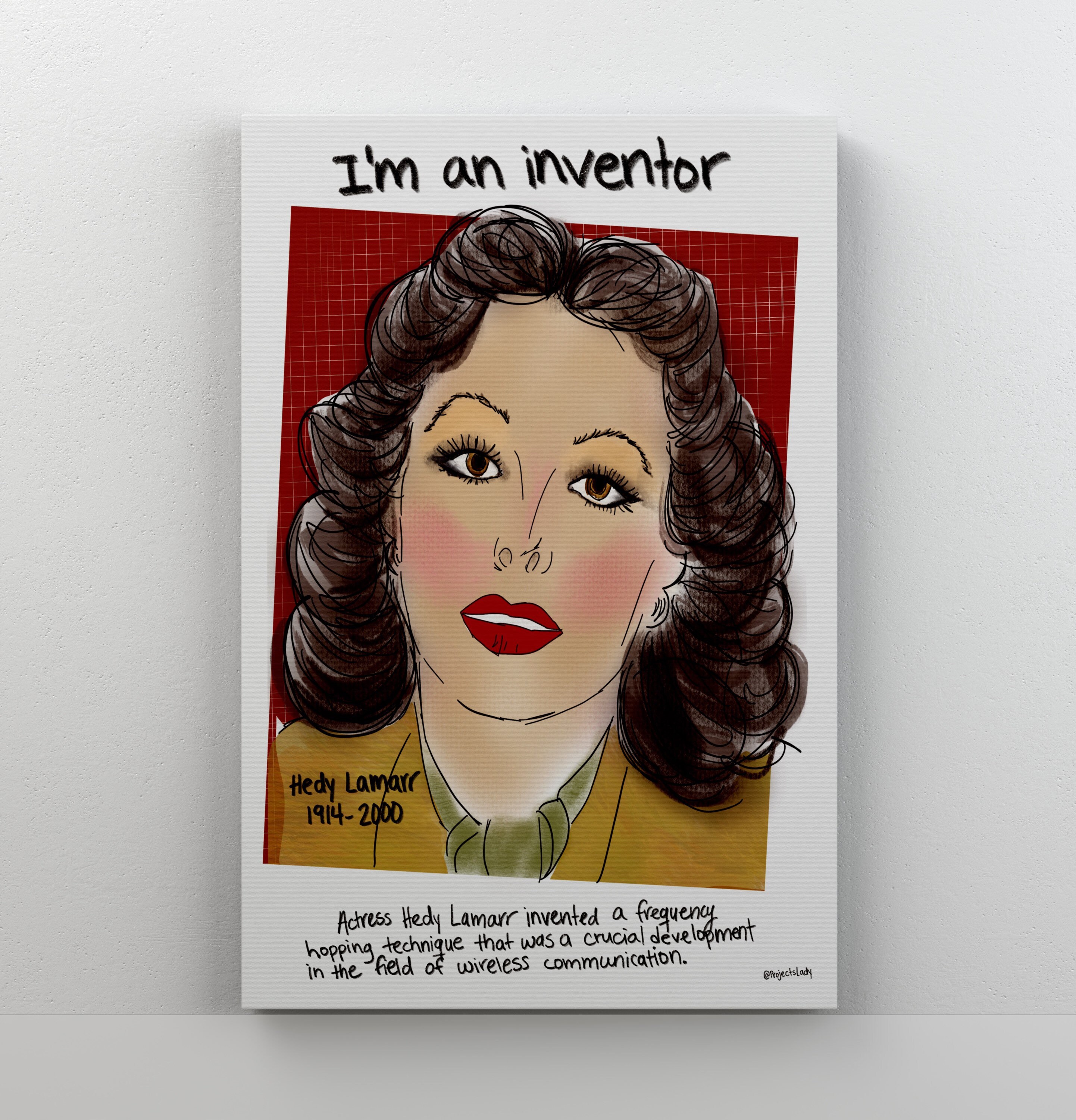 Women in STEM Art Print, Hedy Lamarr Portrait, Woman Coder Portrait ...