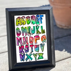 Funky Kids Alphabet Artwork, Nursery Art, Modern ABC Poster, Alphabet ...