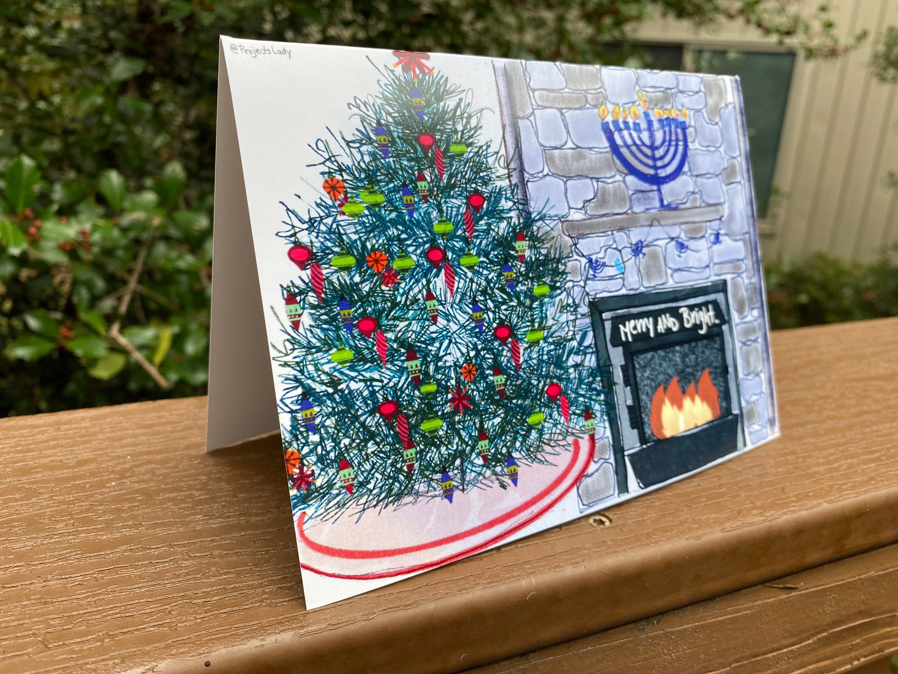 Interfaith Holiday Cards, Christmas and Chanukah Greeting, Hearth Tree ...