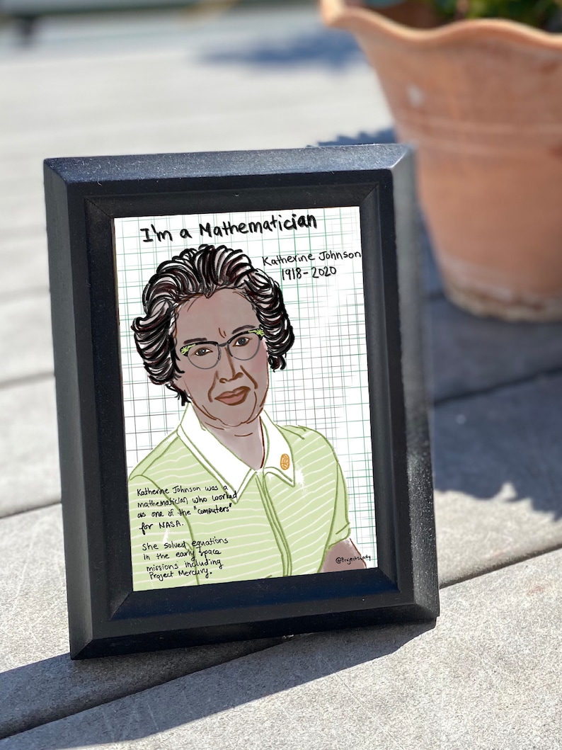 Women in STEM Art Print, Katherine Johnson Portrait, Hidden Figures ...