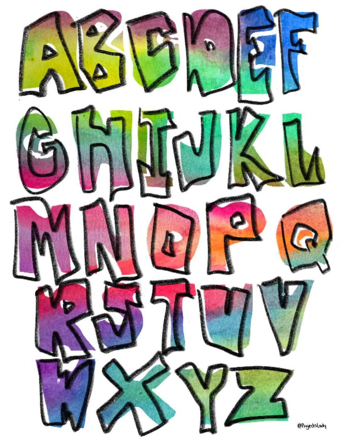 Funky Kids Alphabet Artwork, Nursery Art, Modern ABC Poster, Alphabet ...