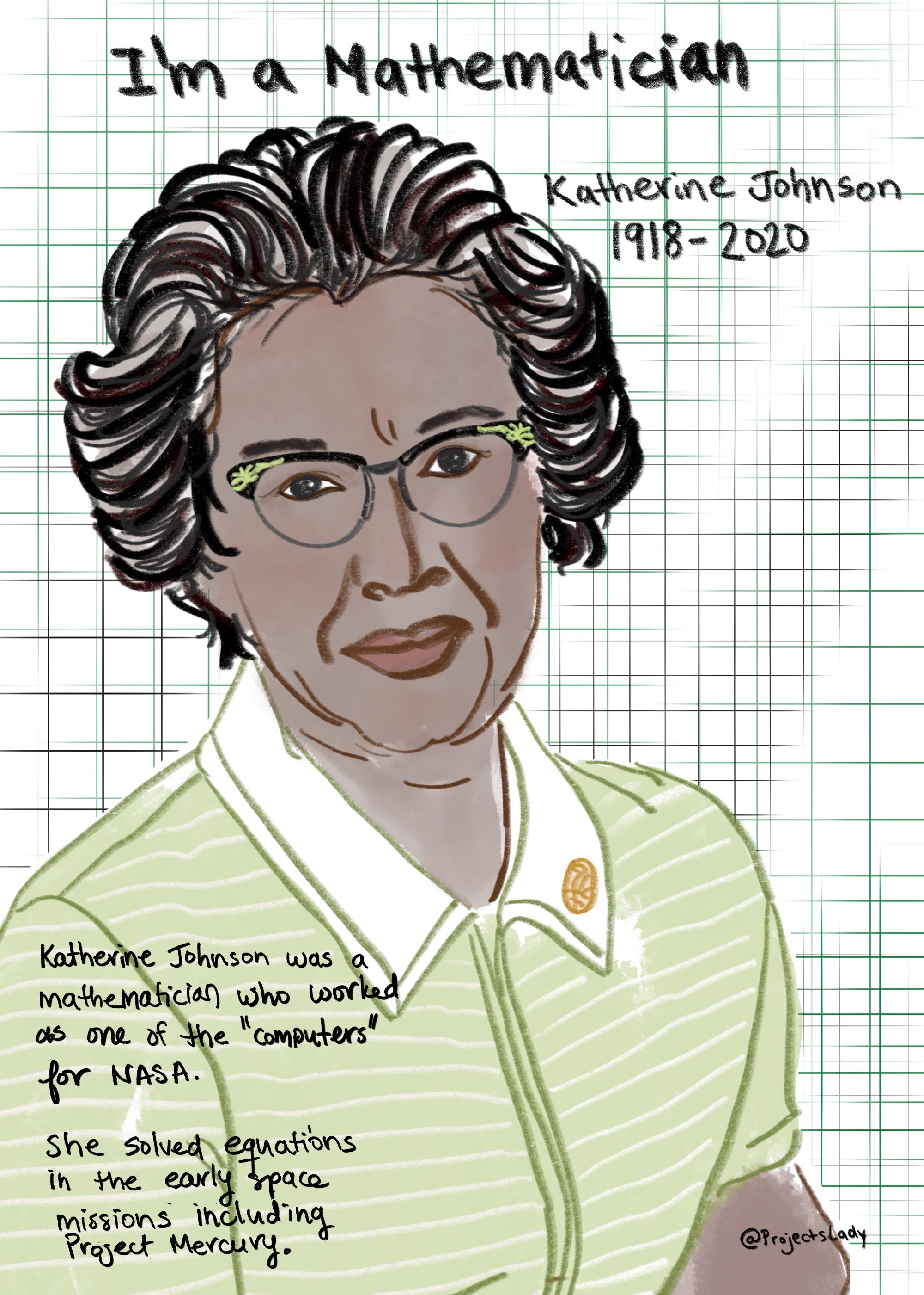 Women in STEM Art Print, Katherine Johnson Portrait, Hidden Figures ...