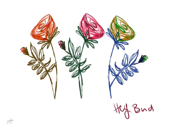 Rose Digital Postcard Hey Bud Flower Postcard Saying Hello - Etsy