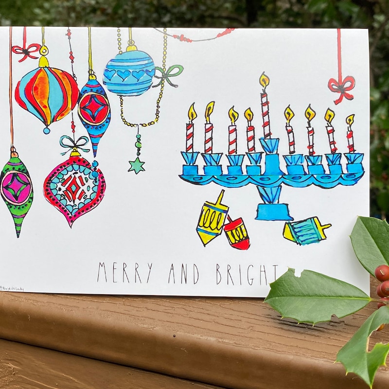 Christmas and Hanukkah Holiday Cards - Etsy