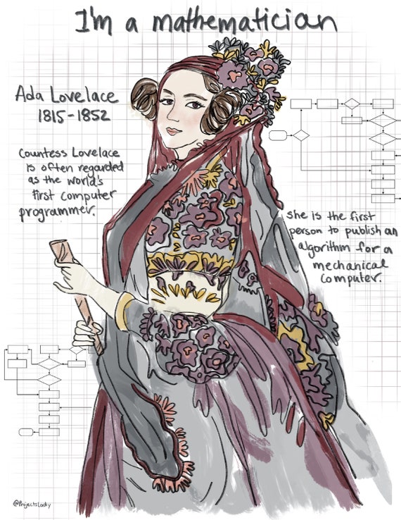Women in STEM Art Print Ada Lovelace Portrait Woman Coder - Etsy