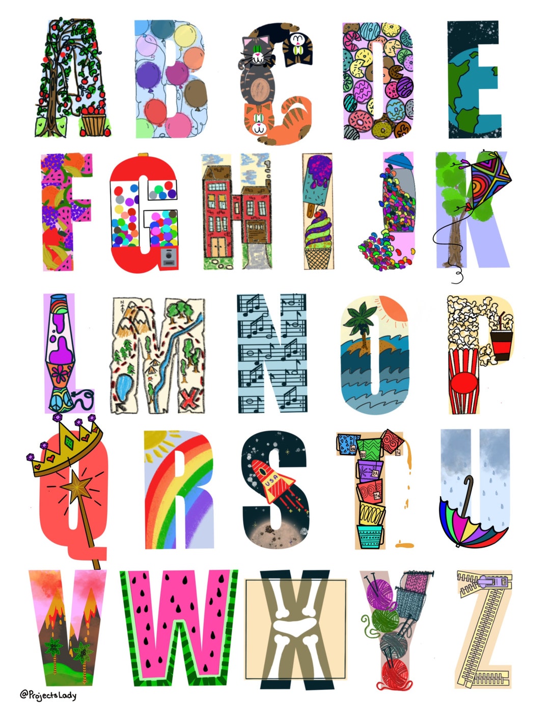 Kids Alphabet Artwork, Nursery Art, ABC Poster, Alphabet Art Letter ...