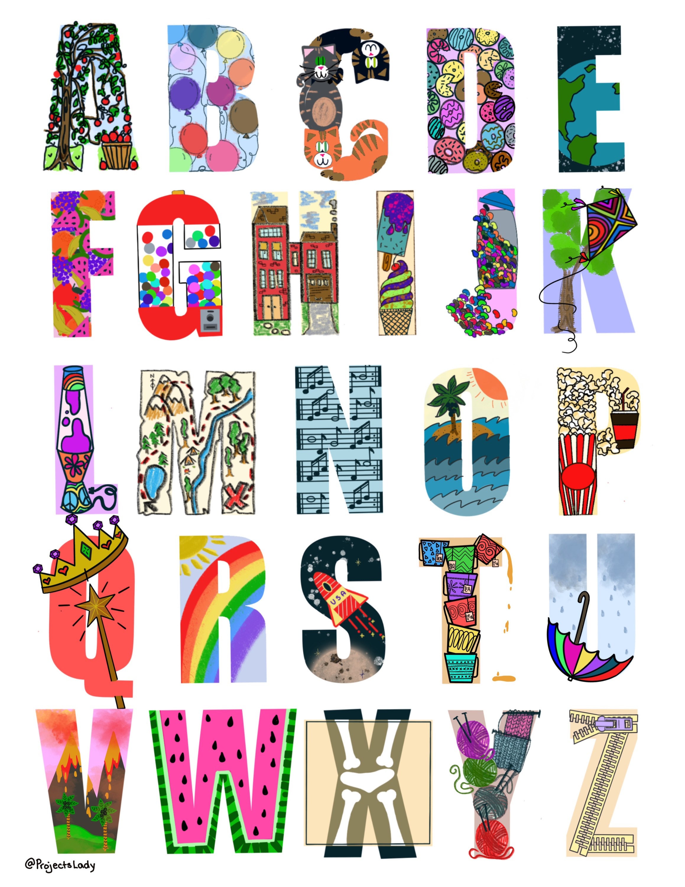 Kids Alphabet Artwork, Nursery Art, ABC Poster, Alphabet Art Letter ...
