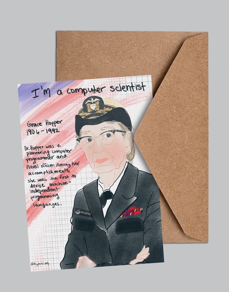 Women in STEM Art Print, Commander Grace Hopper Portrait, Woman Coder ...