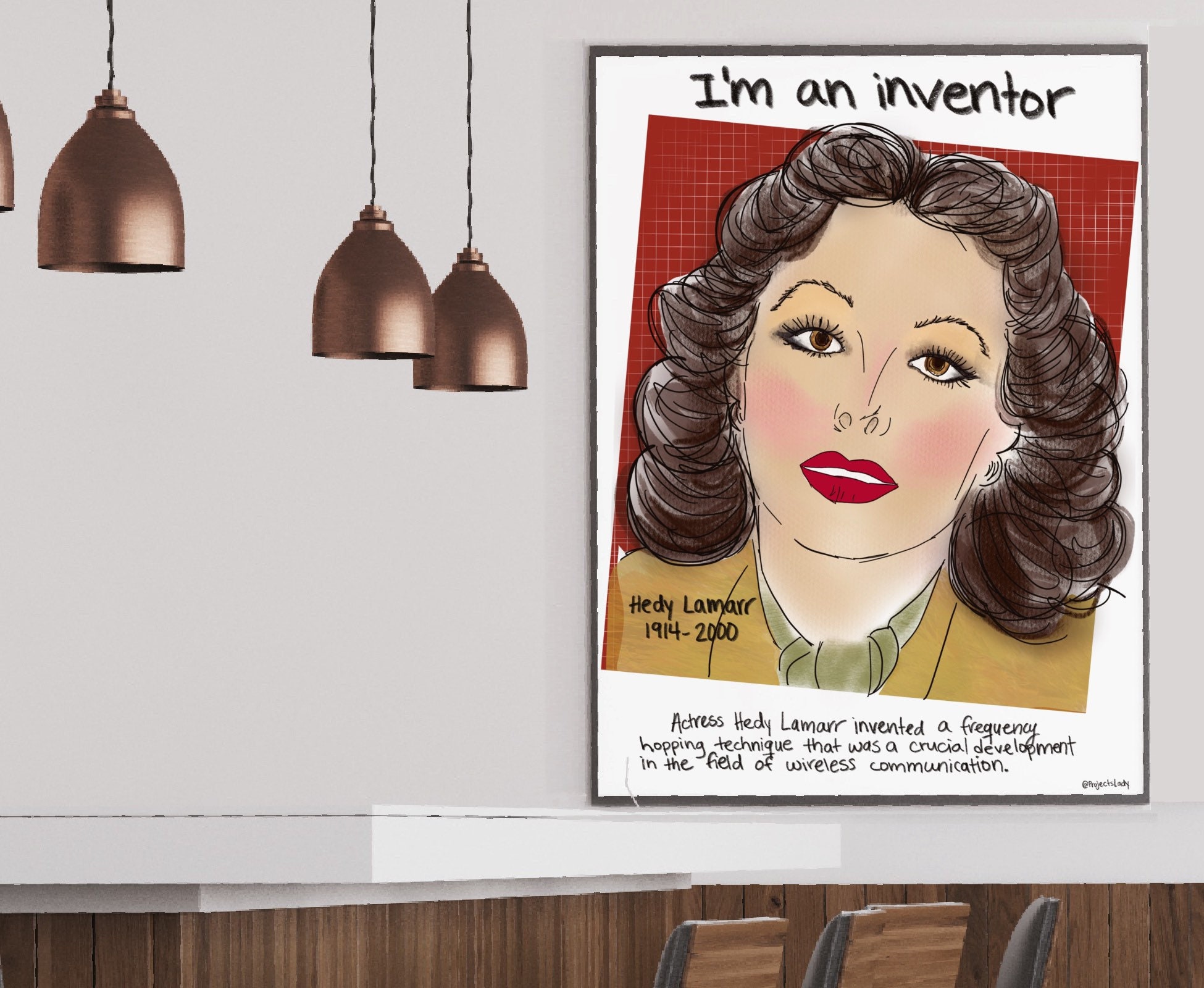 Women in STEM Art Print, Hedy Lamarr Portrait, Woman Coder Portrait ...