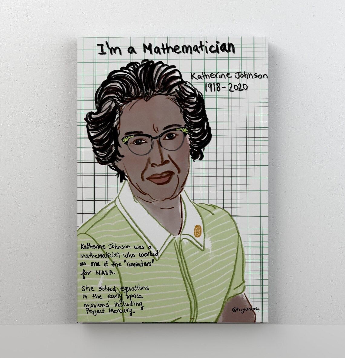 Women in STEM Art Print, Katherine Johnson Portrait, Hidden Figures ...