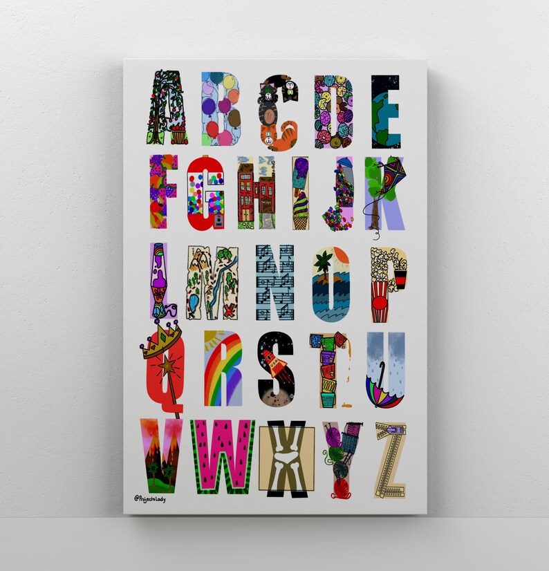 Kids Alphabet Artwork, Nursery Art, ABC Poster, Alphabet Art Letter ...