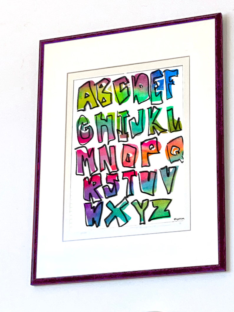 Funky Kids Alphabet Artwork, Nursery Art, Modern ABC Poster, Alphabet ...