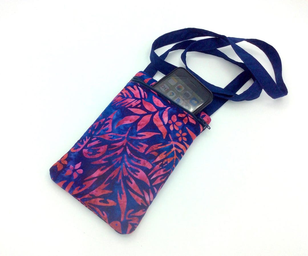 Batik Fabric Phone Pouch Crossbody Bag, Handmade Smartphone Case - Etsy