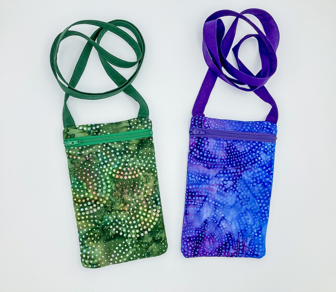 Cell Phone Crossbody Zipper Case, Fabric iPhone Pouch, Hands Free Phone ...