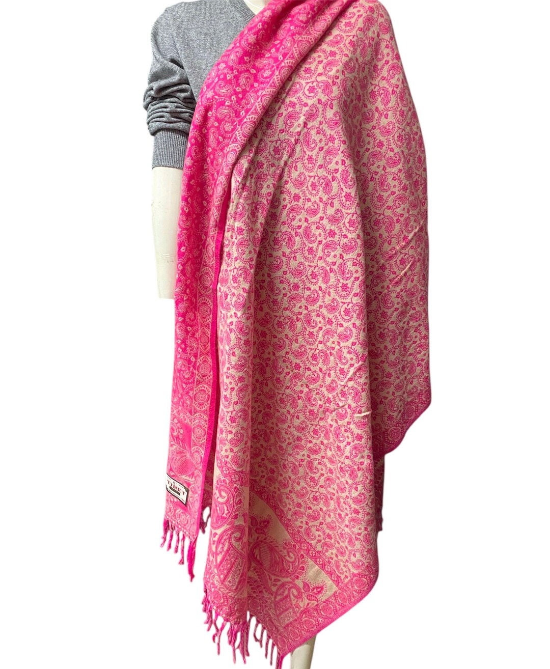 Yak Wool Cream Colour Shawl, Winter Warm Thick Scarf With Stunning ...