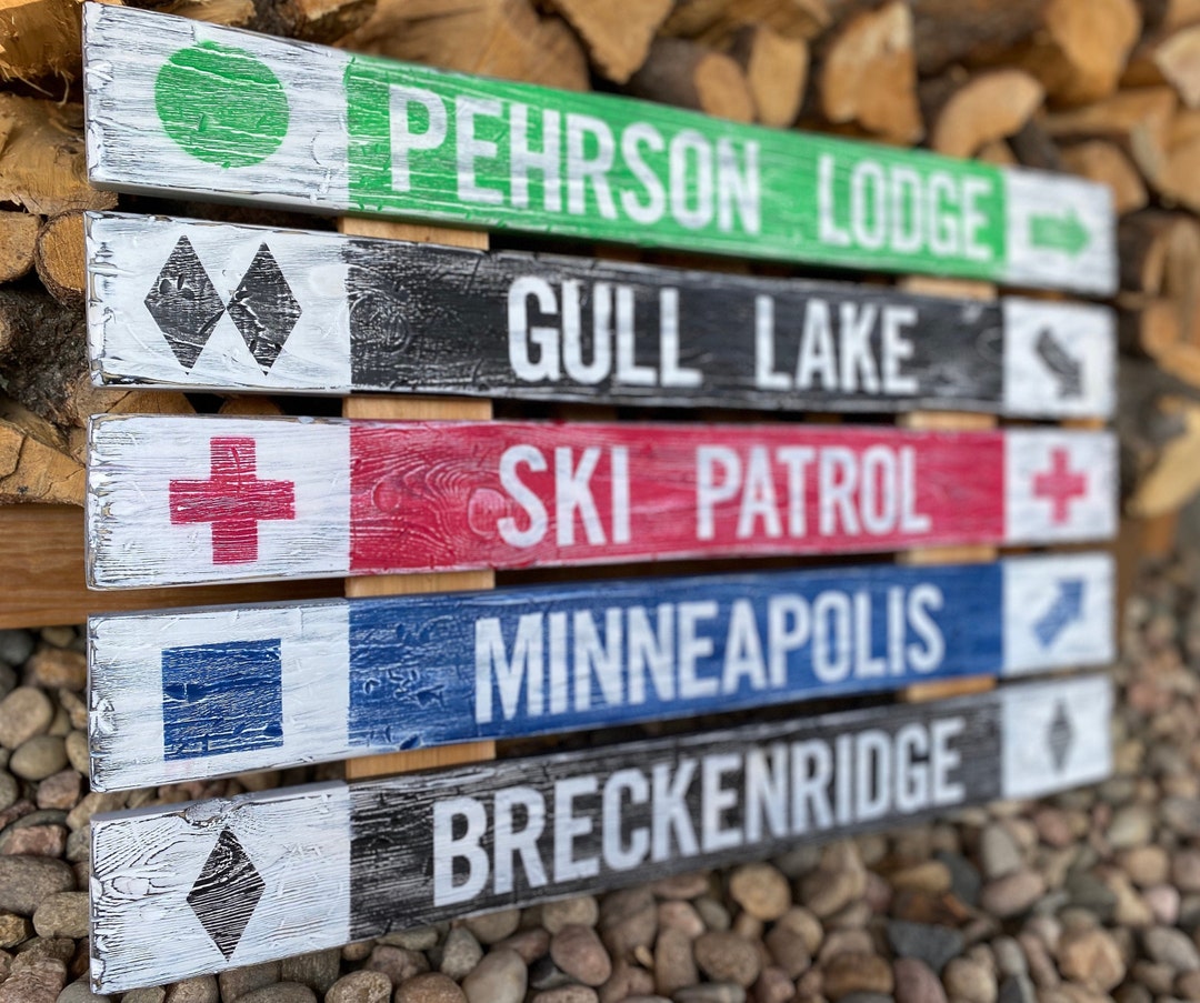 Personalized Rustic Ski Trail Sign: Custom Mountain Cabin Decor - Etsy