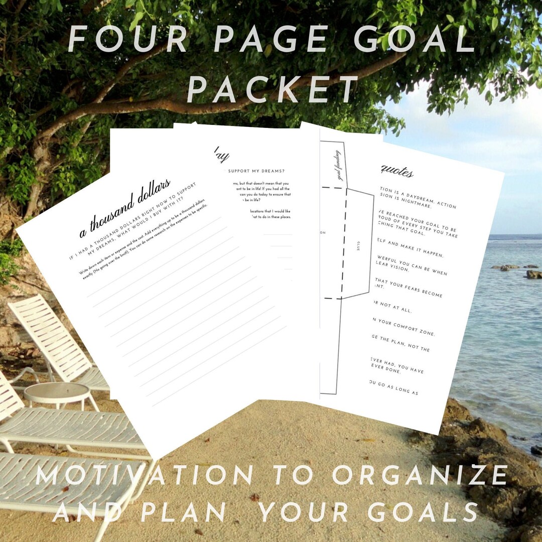 Four Page Goal Packet Printout With Envelope Included - Etsy