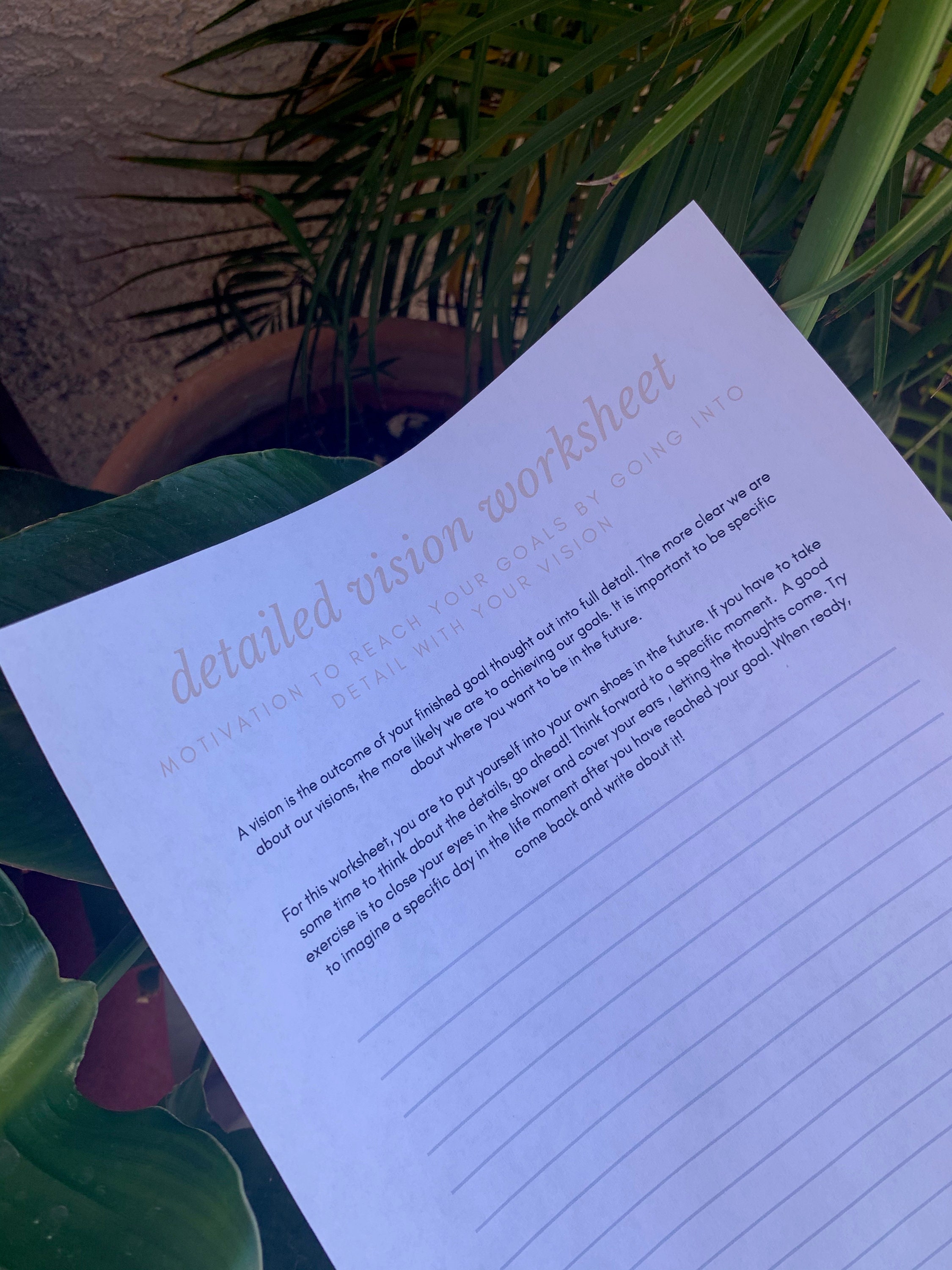 Detailed Vision Worksheet Printout for Goal Setting and Growth - Etsy
