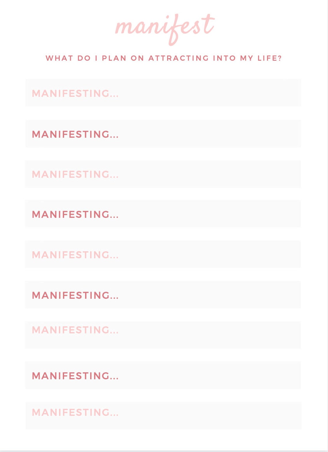 Manifest Packet Three Page Worksheets to Speak Your Goals Into ...
