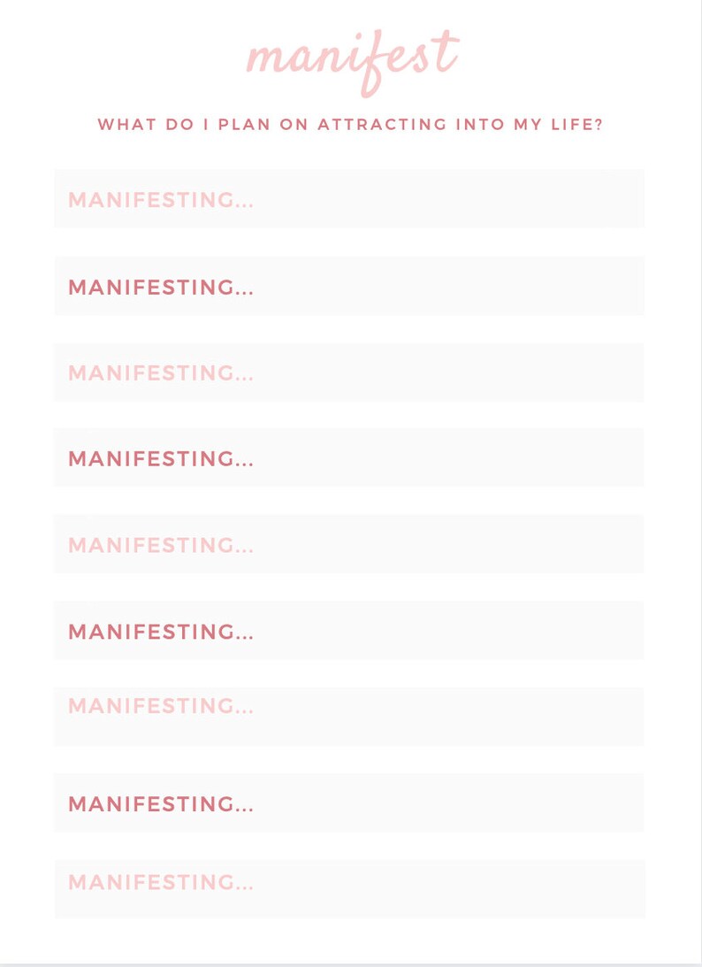 Manifest Packet - Three Page Worksheets to Speak Your Goals Into ...