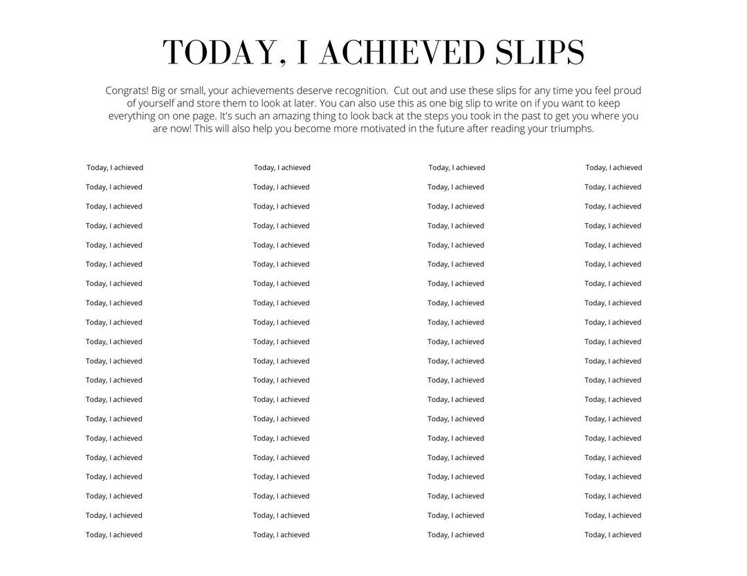 Achievement Slips for Motivation Inspiration and Progress Tracking - Etsy