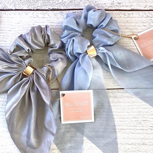 Sky Scrunchies Blue Long-tail Scrunchie Gray Scrunchie - Etsy