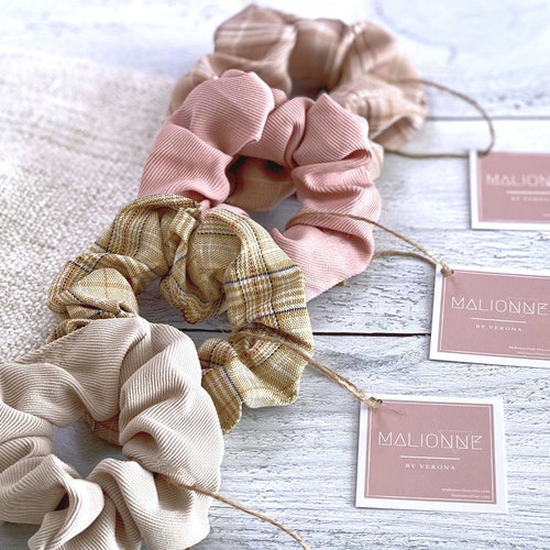 Preppy Checkered Scrunchie Set Grid Scrunchies Pink - Etsy